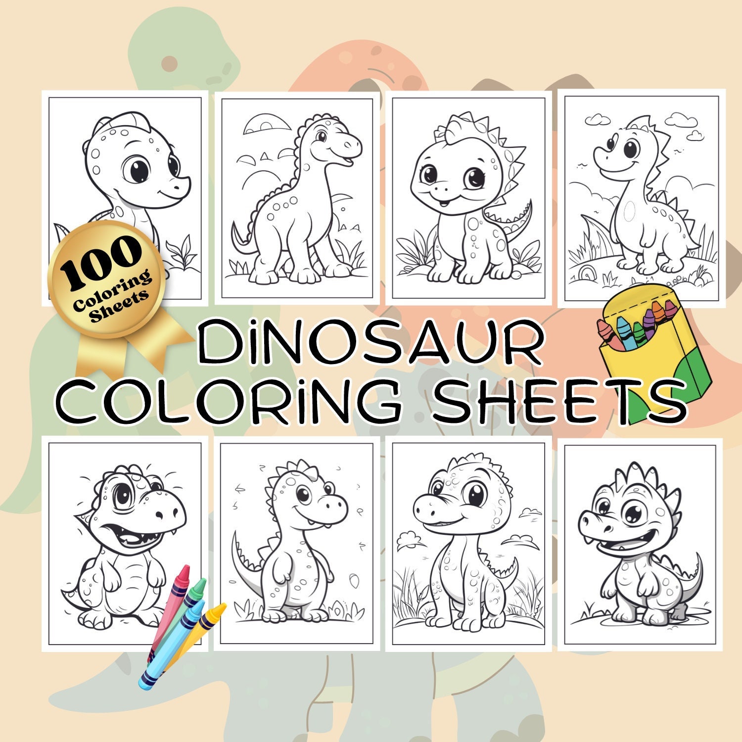 100 Easy Roar-tastic Fun: Dinosaur Coloring Pages for Toddlers Simple ...