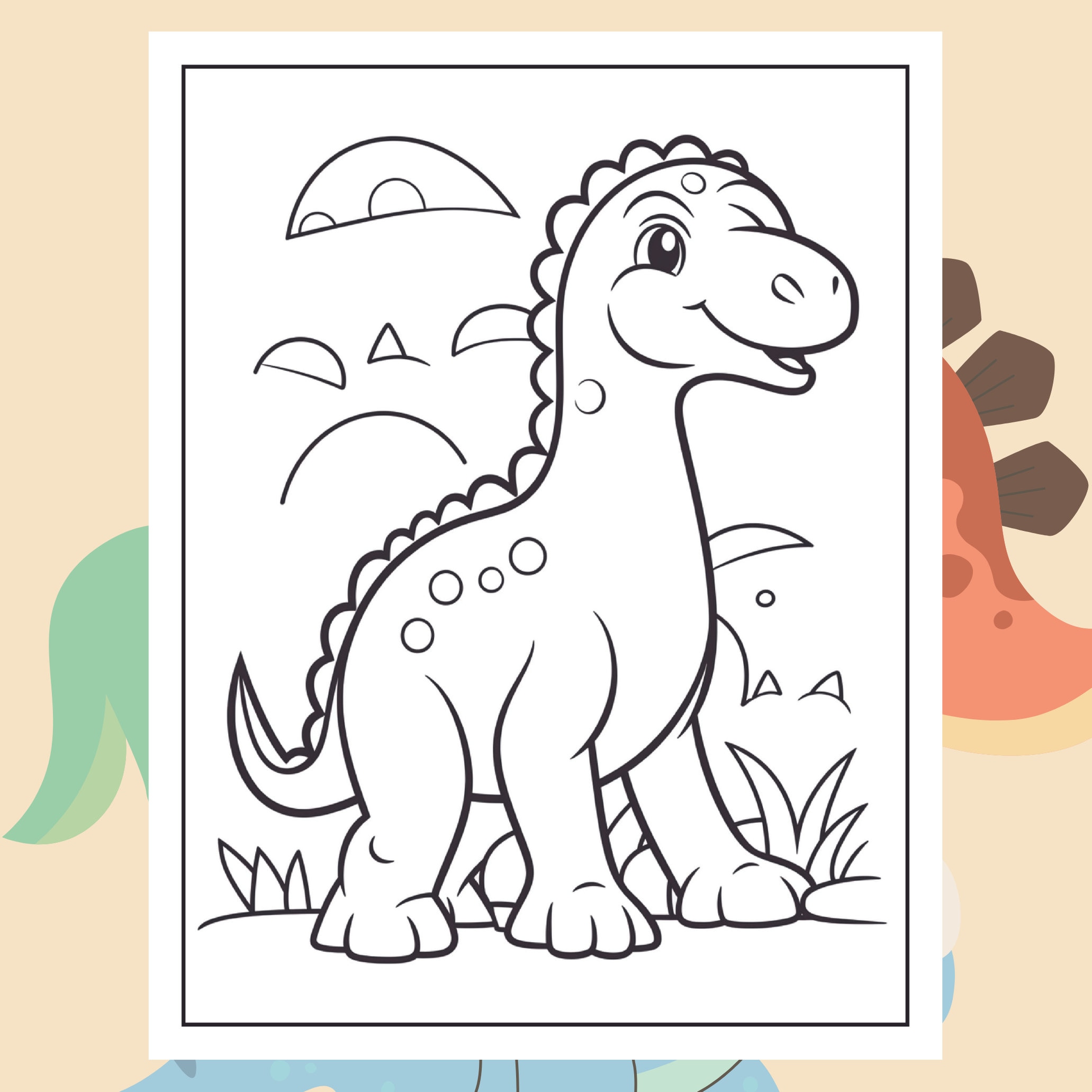 45 Easy Dinosaurs Coloring Pages for Preschoolers Toddlers Simple ...