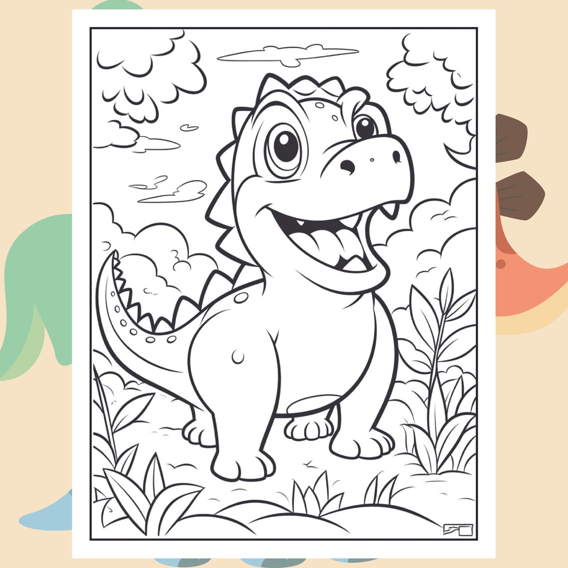 45 Easy Dinosaurs Coloring Pages for Preschoolers Toddlers Simple ...