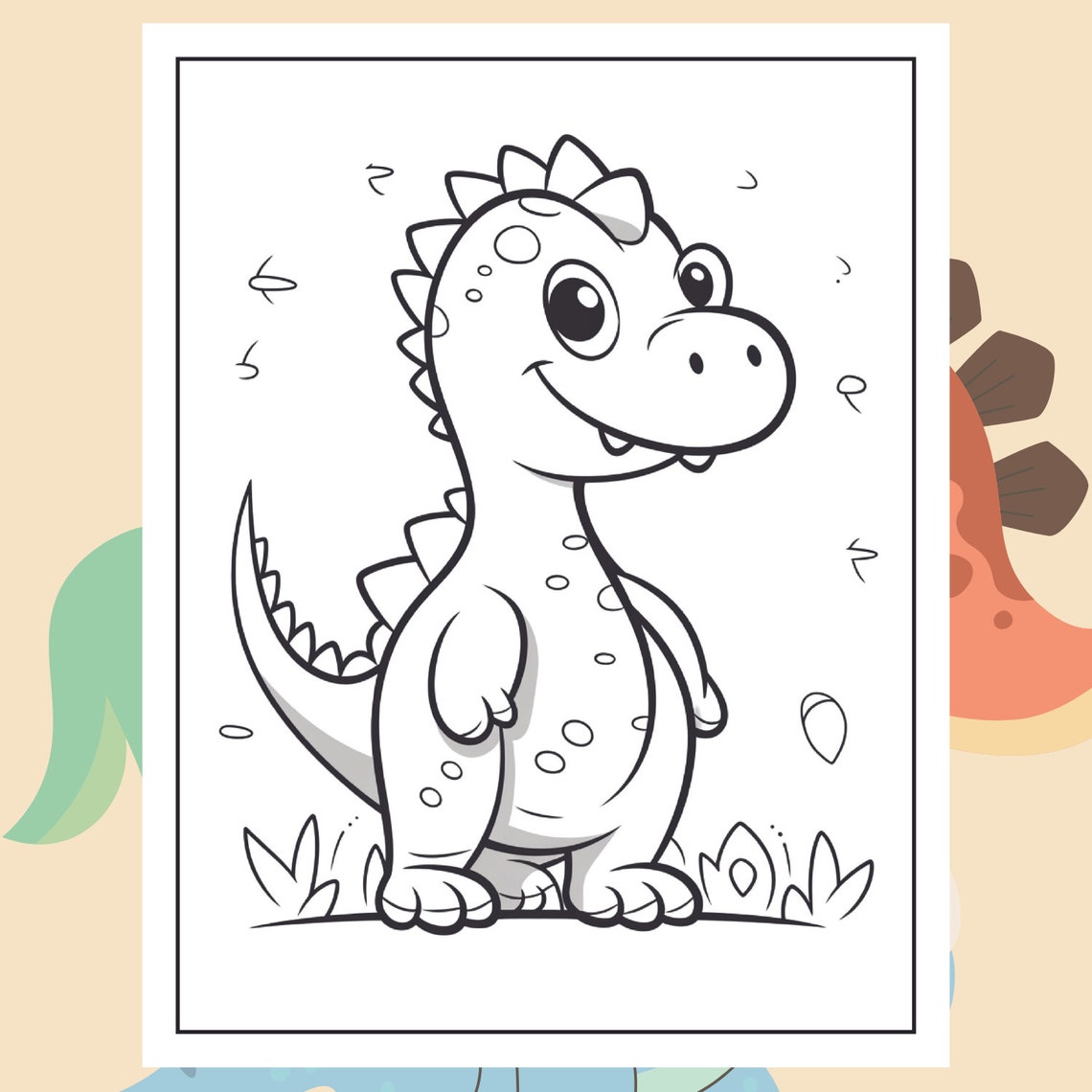 100 Easy Roar-tastic Fun: Dinosaur Coloring Pages for Toddlers Simple ...