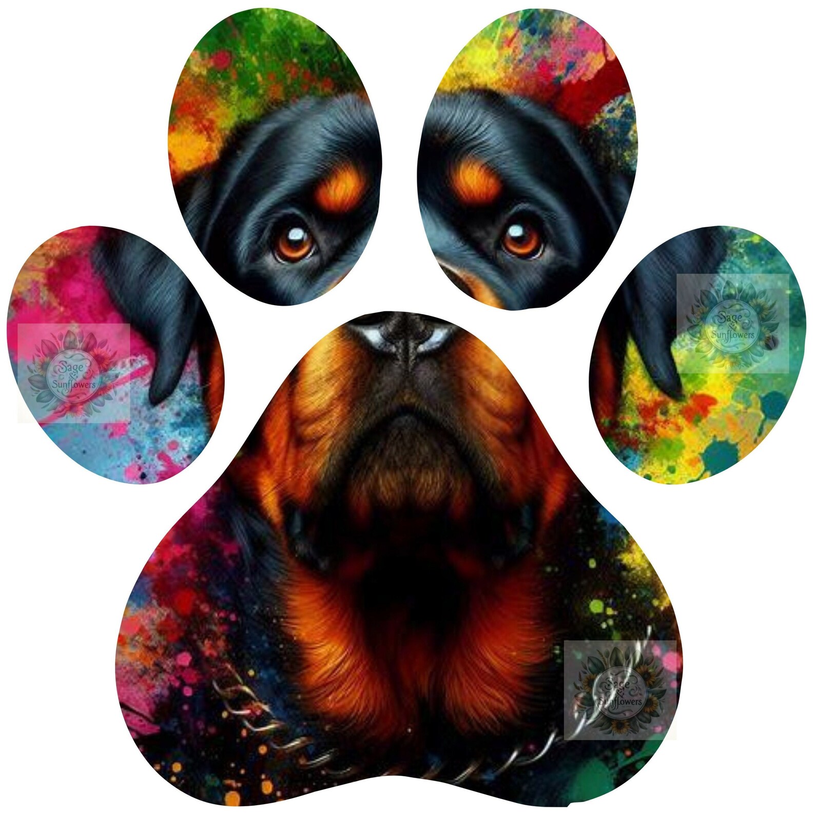Rottweiler Paw Print PNG ONLY - Etsy