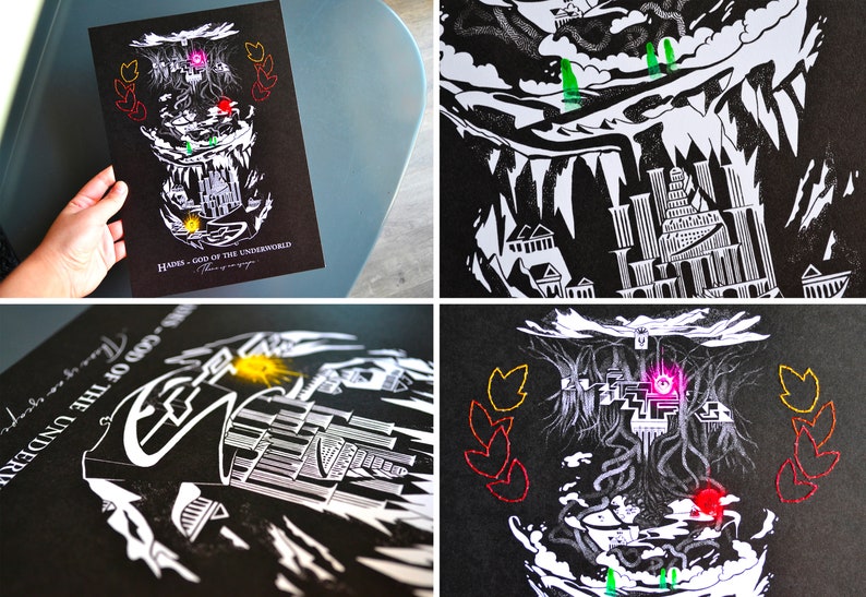 Hades "map of the Underworld" Embroidered Illustration - Etsy