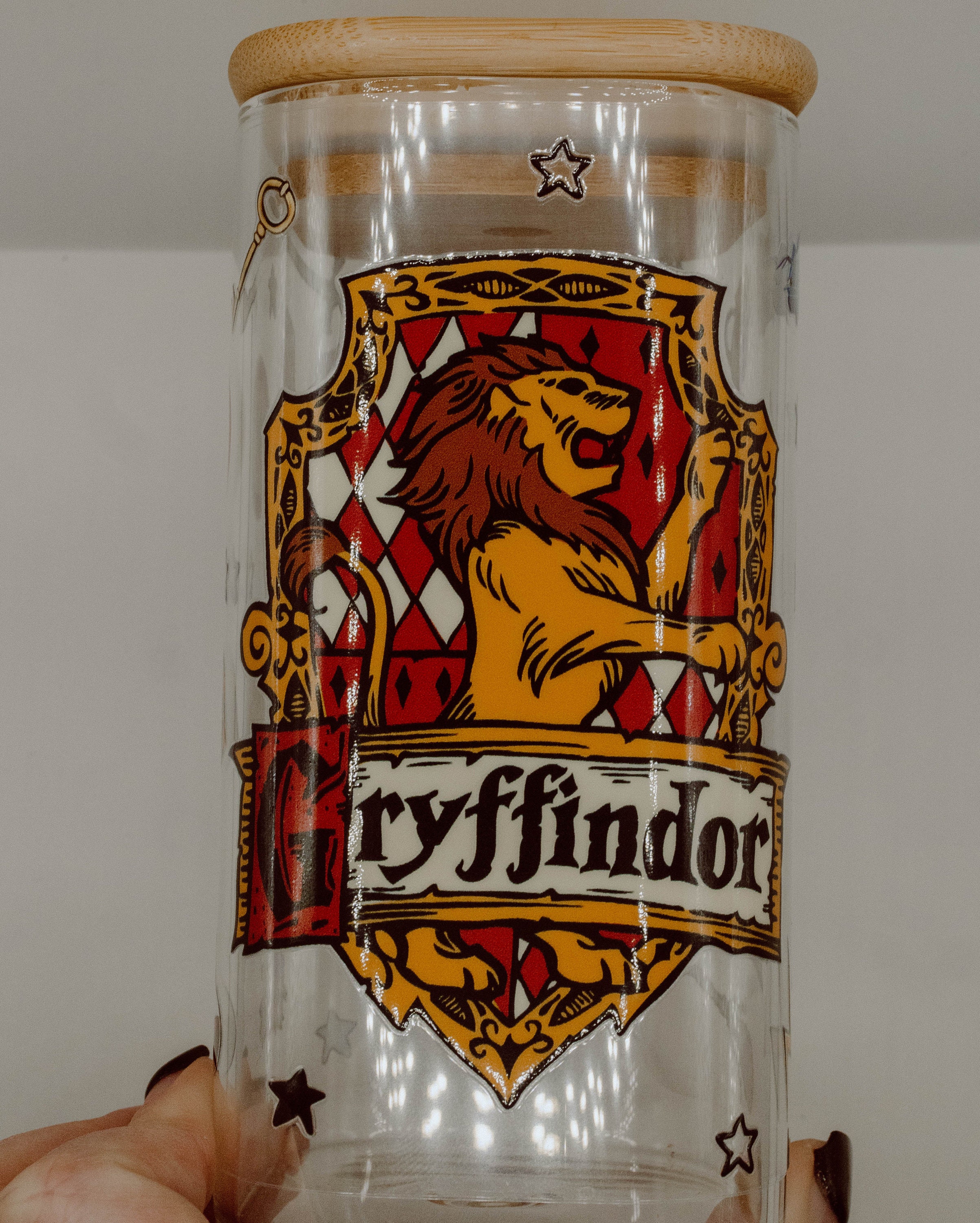 Wizard Inspired 16oz Glass Cup HP Cup Hp Houses Wizard Glass Red and ...