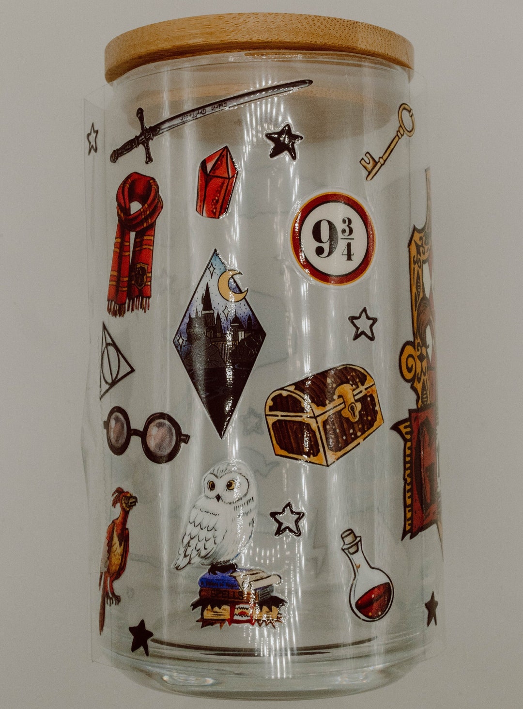 Wizard Inspired 16oz Glass Cup HP Cup Hp Houses Wizard Glass Red and ...
