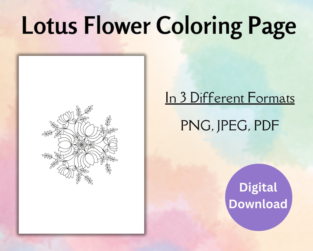 Lotus Flower Coloring Page Flower Mandala Instant Digital Download I ...