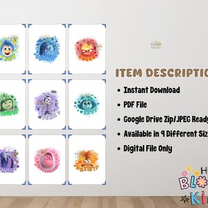 Bundle Set of 12 Inside Character Feelings Emotions Poster Color Pencil ...