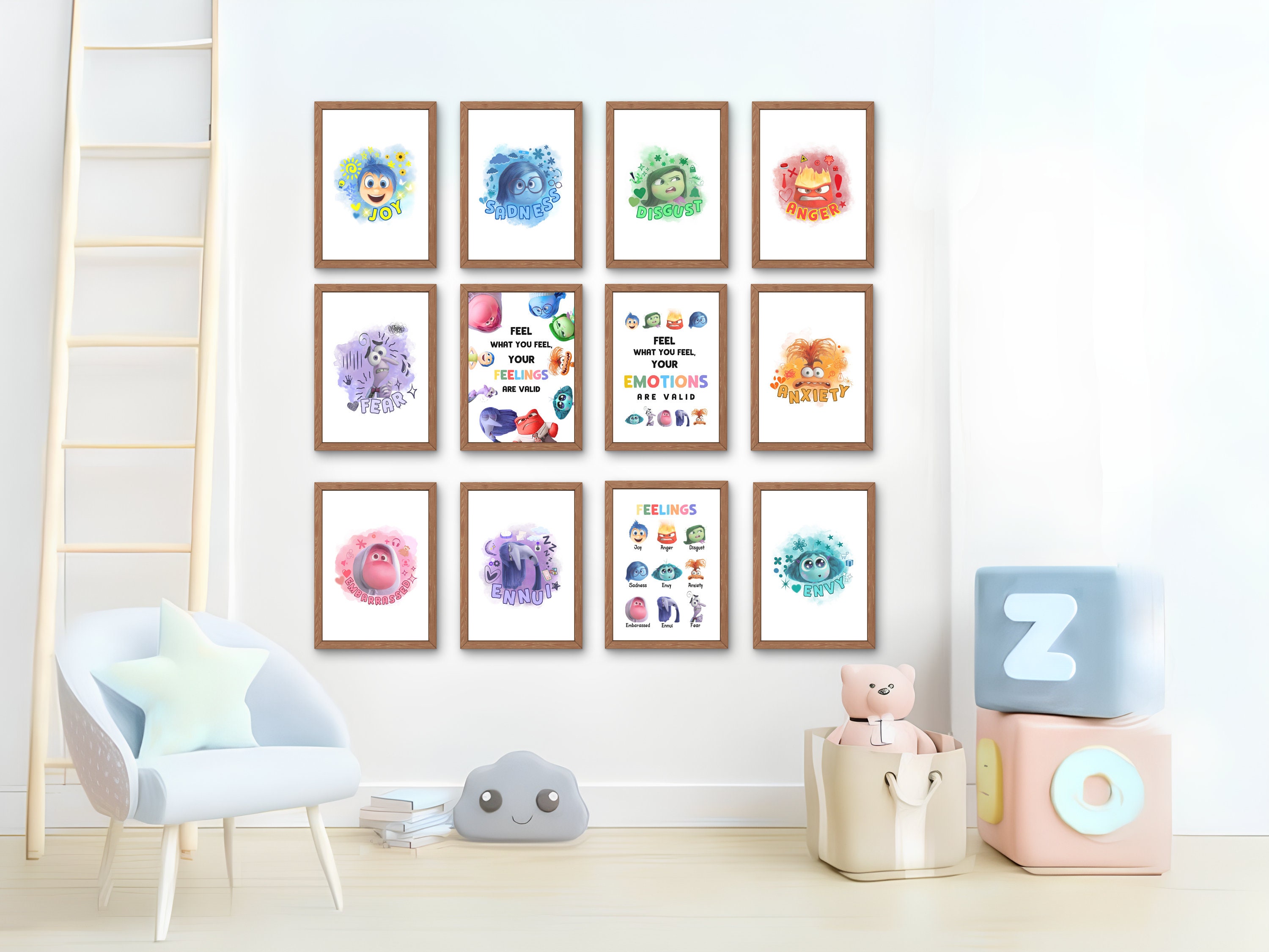 Bundle Set of 12 Inside Character Feelings Emotions Poster Color Pencil ...