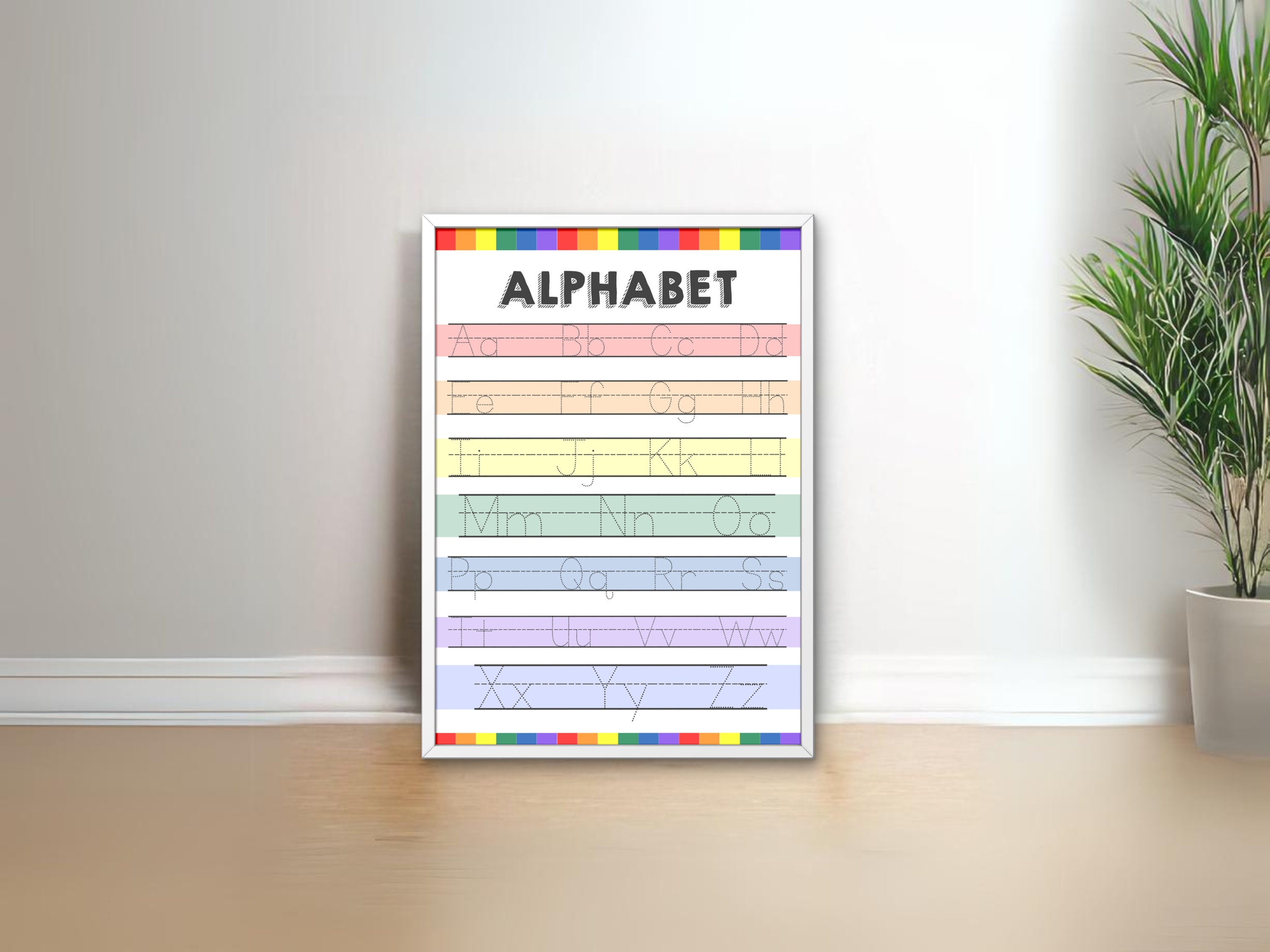 Colorful Educational Homeschool Posters Rainbow ABC Poster Tracing ...