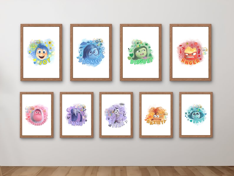 Bundle Set of 12 Inside Character Feelings Emotions Poster Color Pencil ...