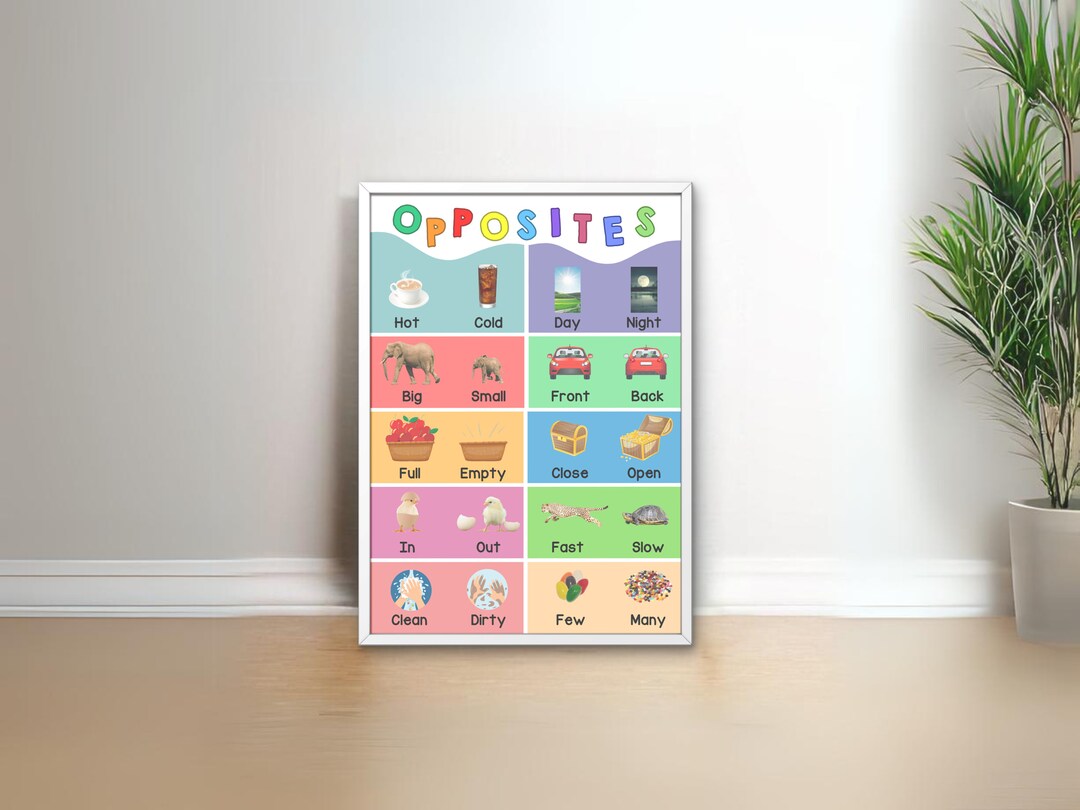10 Opposites in One Poster Opposites Poster Nursery Rainbow Educational ...
