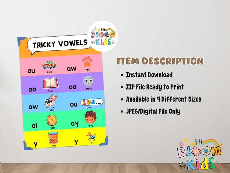 Phonics Tricky Vowels Vowels Poster Nursery Rainbow Educational ...