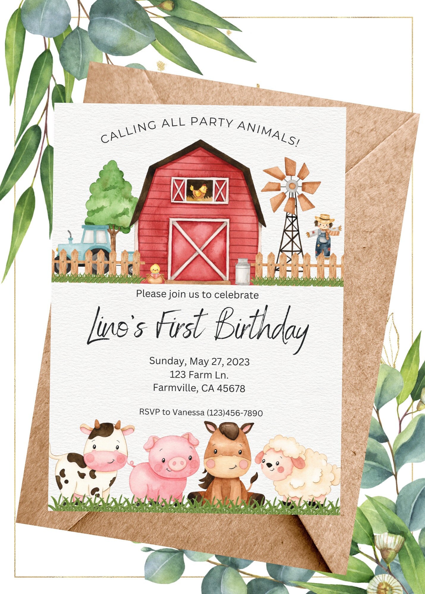 Editable Farm Theme Invitation - Etsy