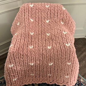 Chunky Knit Heart Blanket - Etsy