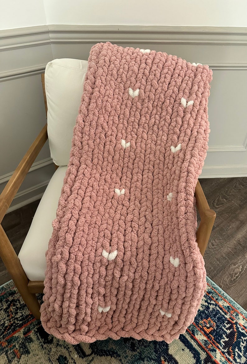 Chunky Knit Heart Blanket - Etsy