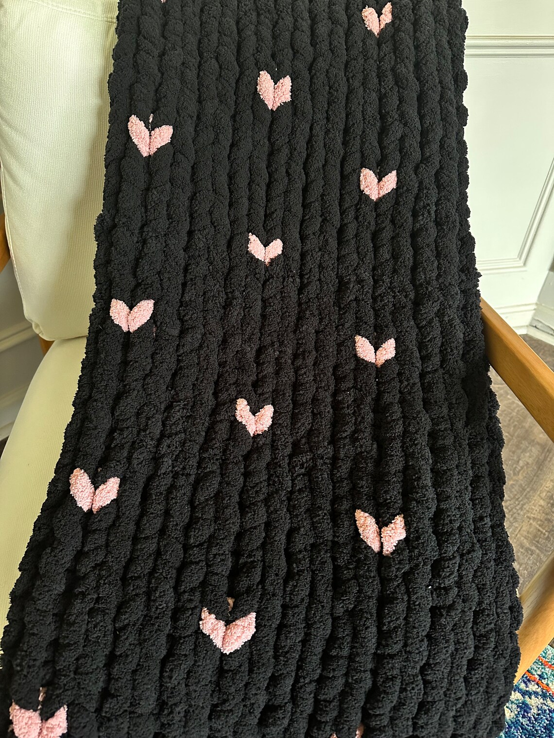 Chunky Knit Heart Blanket - Etsy