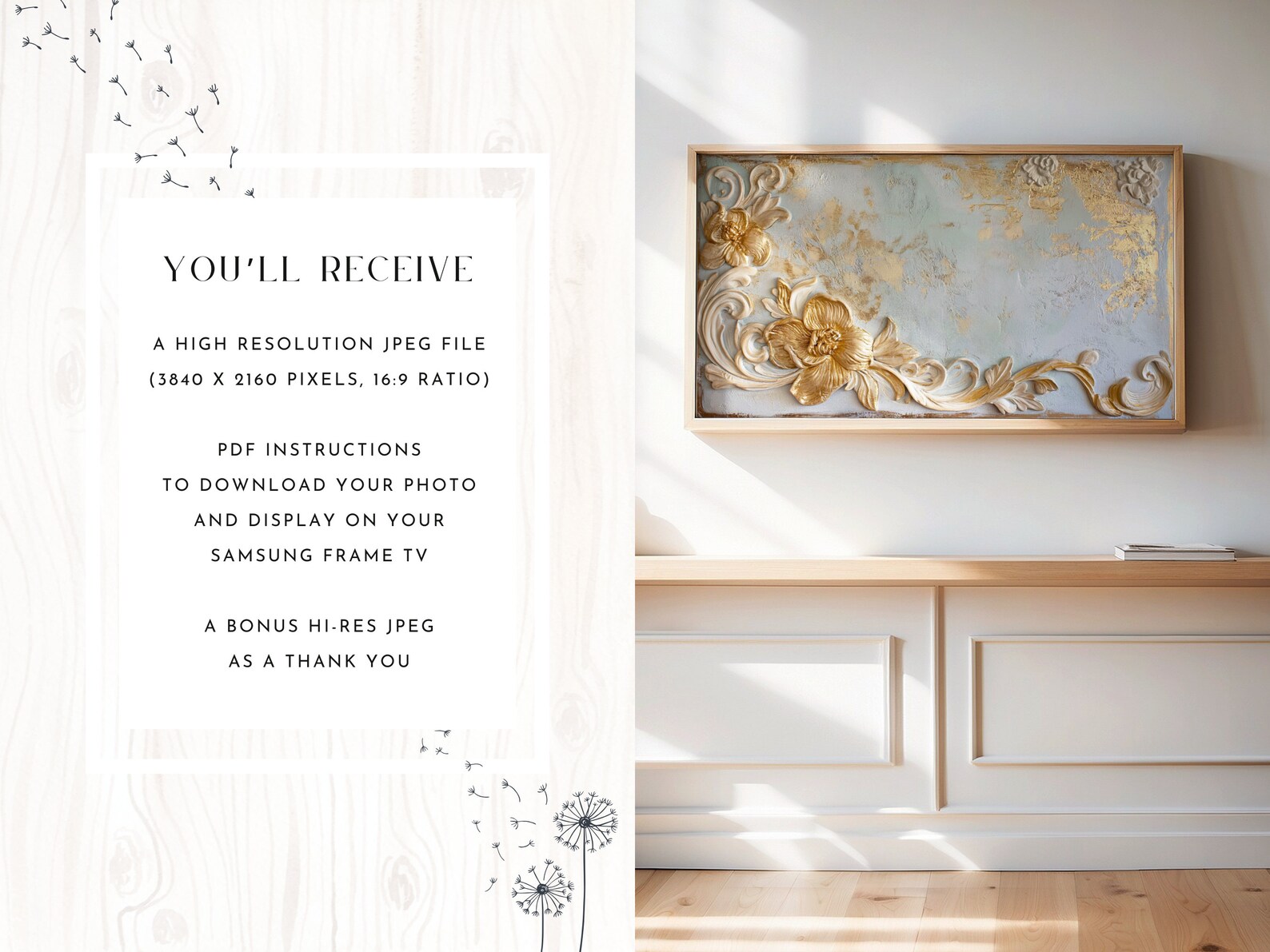 Samsung Frame TV Art | Vintage Gilded Shabby Chic Decor ...