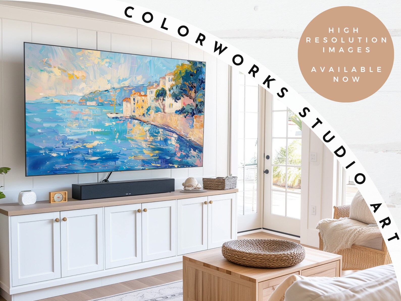 Samsung Frame TV Art | Beautiful Bright Coastal City Scene | Summer ...