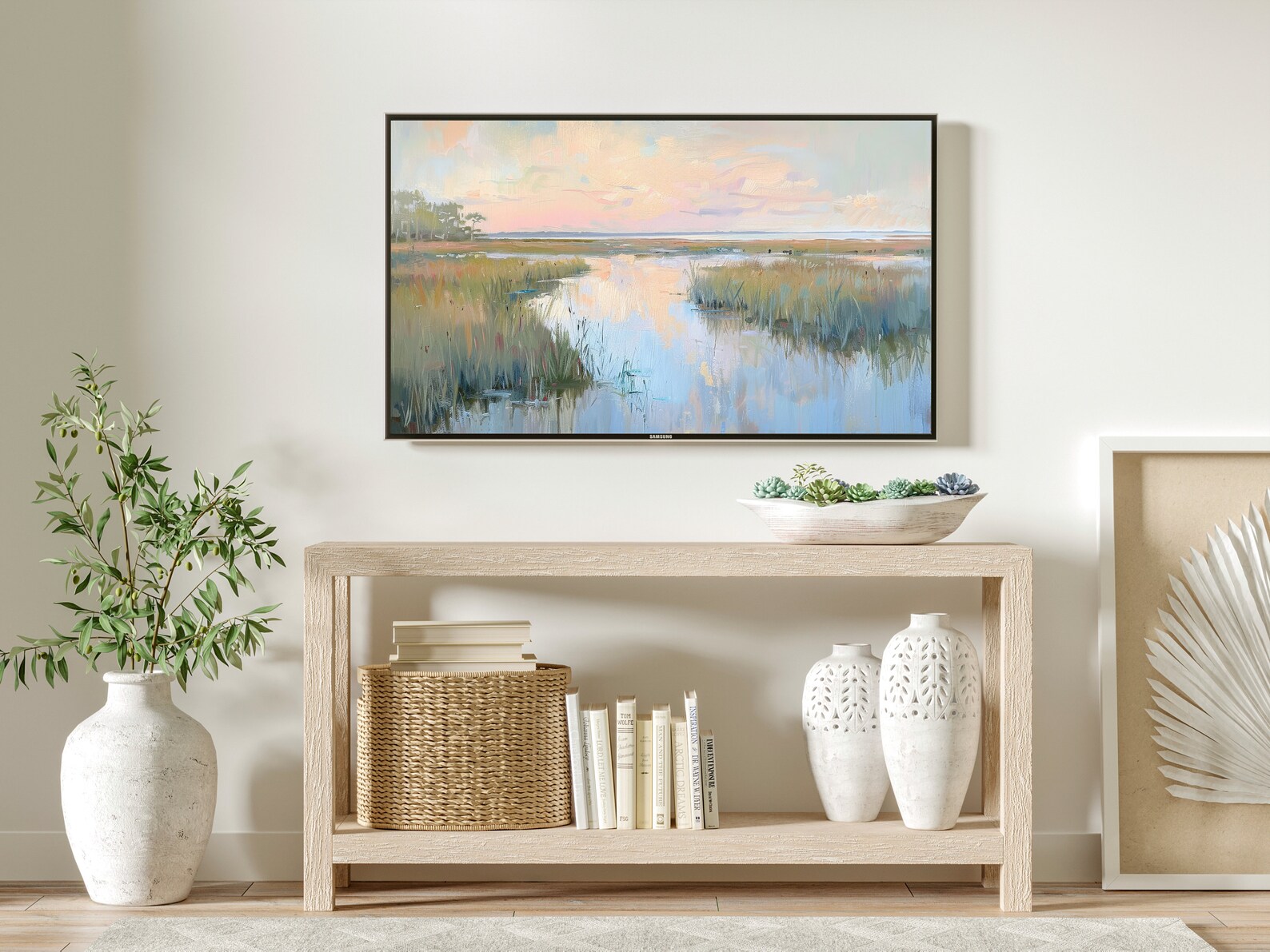 Samsung Frame TV Art | Soft Pastel Sunset Marsh | Abstract Landscape ...