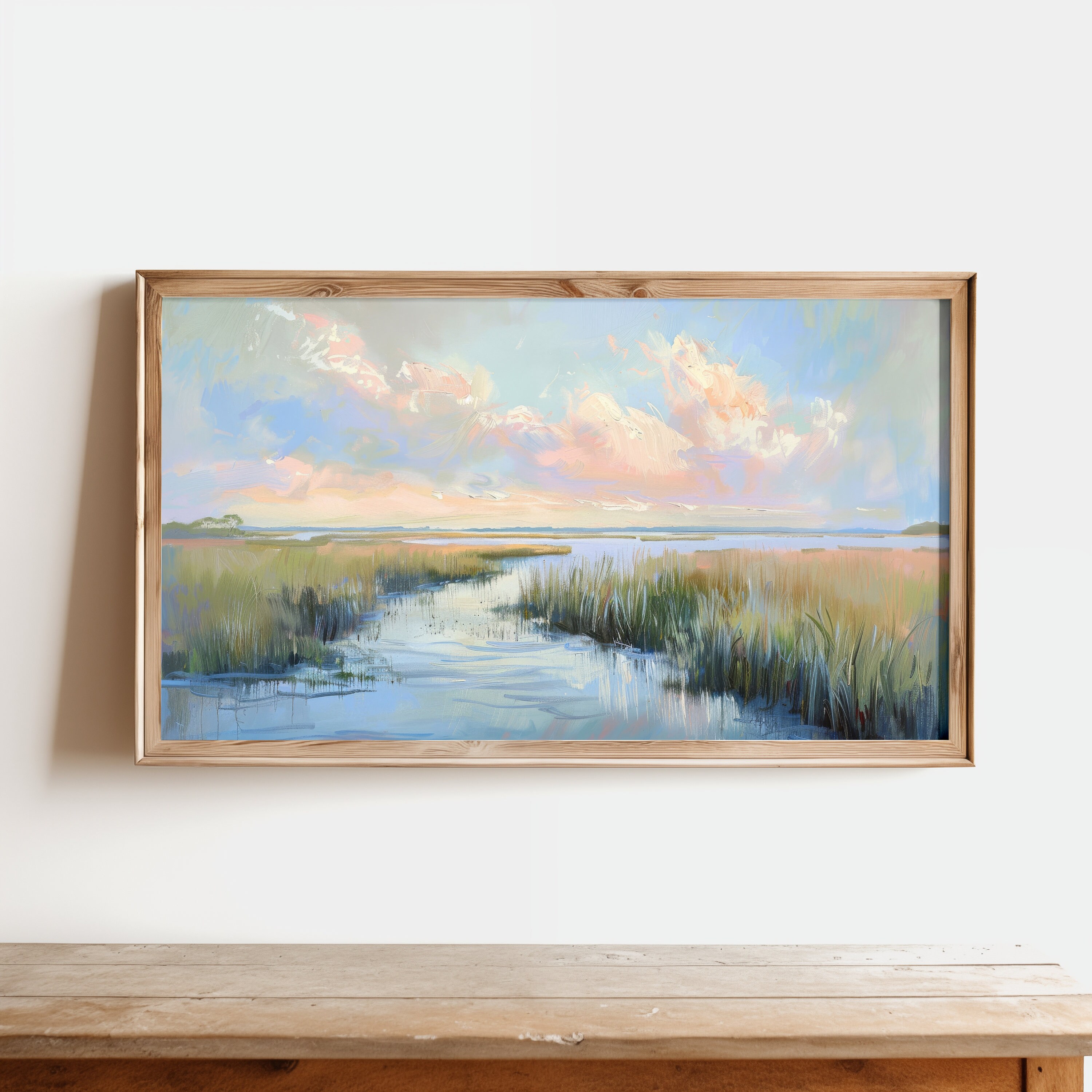 Samsung Frame TV Art | Soft Pastel Sunset Marsh | Abstract Landscape ...