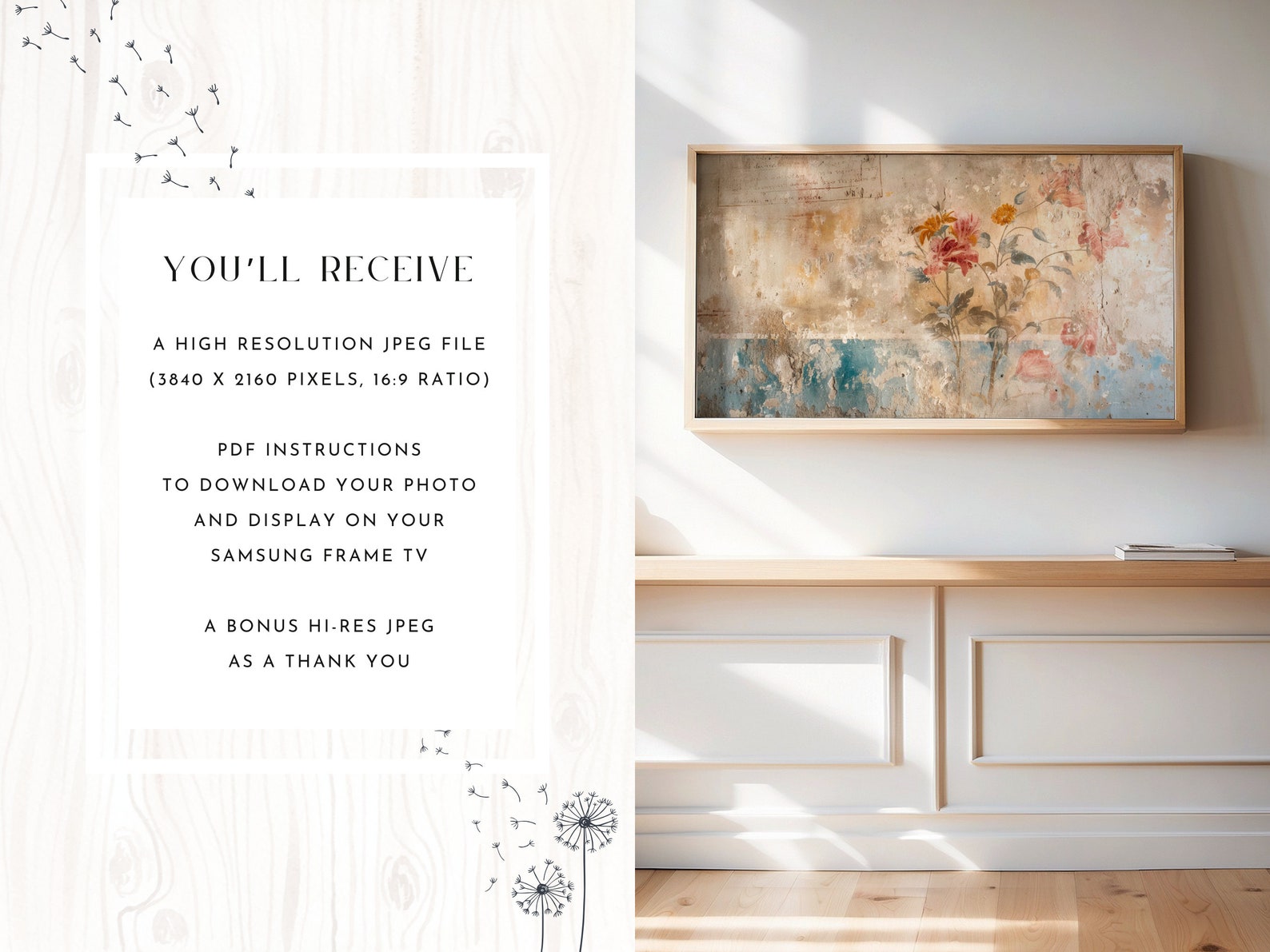 Samsung Frame TV Art | Antique Style Fresco Shabby Chic ...