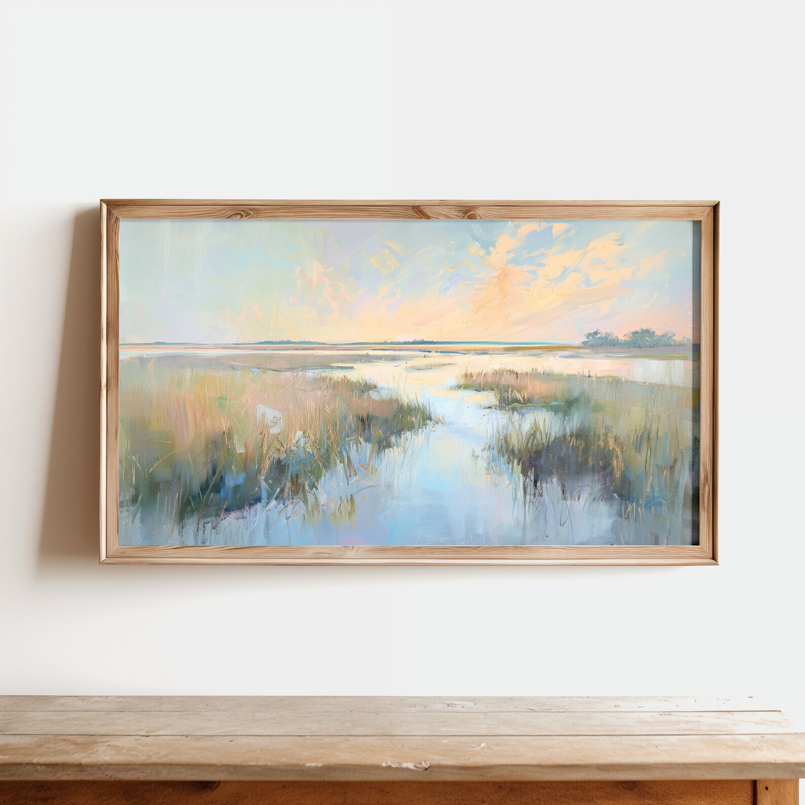 Samsung Frame TV Art | Soft Pastel Sunset Marsh | Abstract Landscape ...