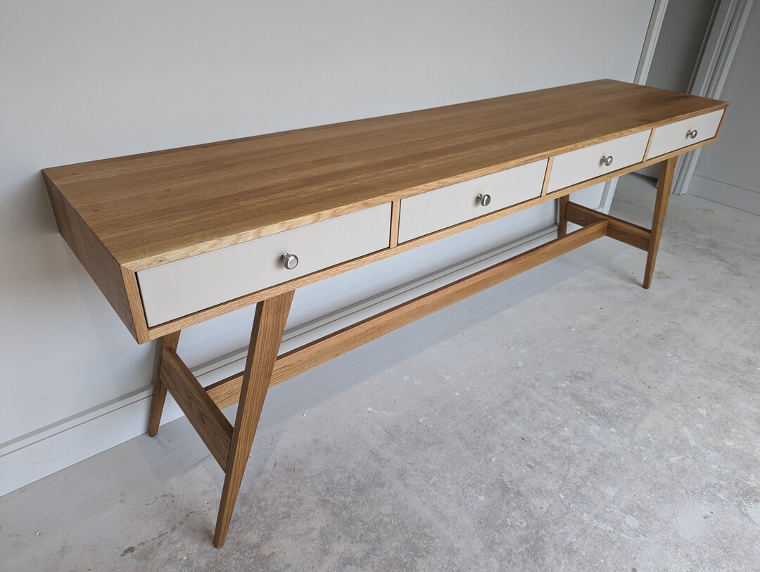 Handcrafted Solid Oak River-top Desk | 4 Soft-close Drawers | Custom ...