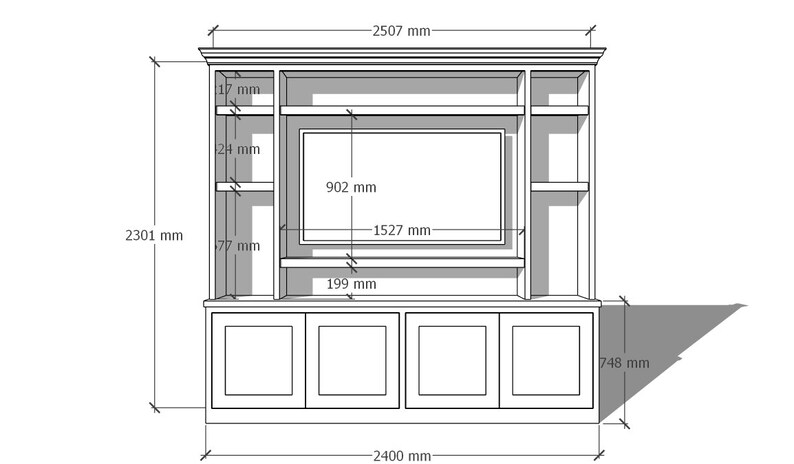 Custom Media Cabinet | Wall-mounted | Solid Oak Worktop | LED Lighting ...