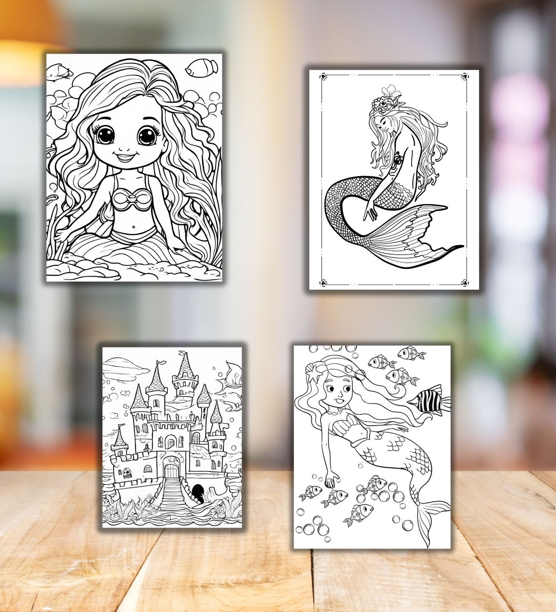 Mermaid Coloring Book Printable Pages | Underwater Coloring Designs ...