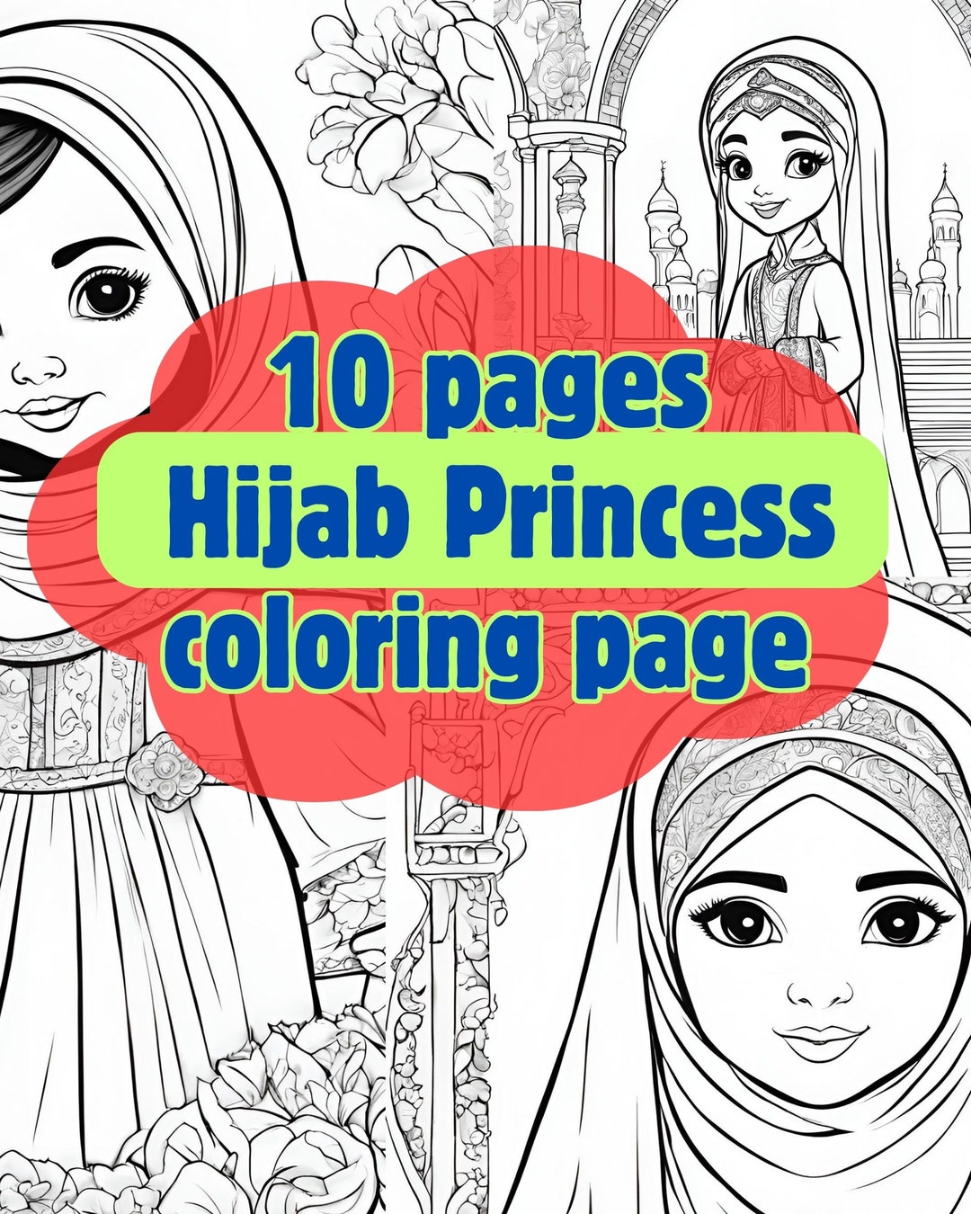 Hijab Princess Coloring Book Digital Download | Unique Islamic Princess ...