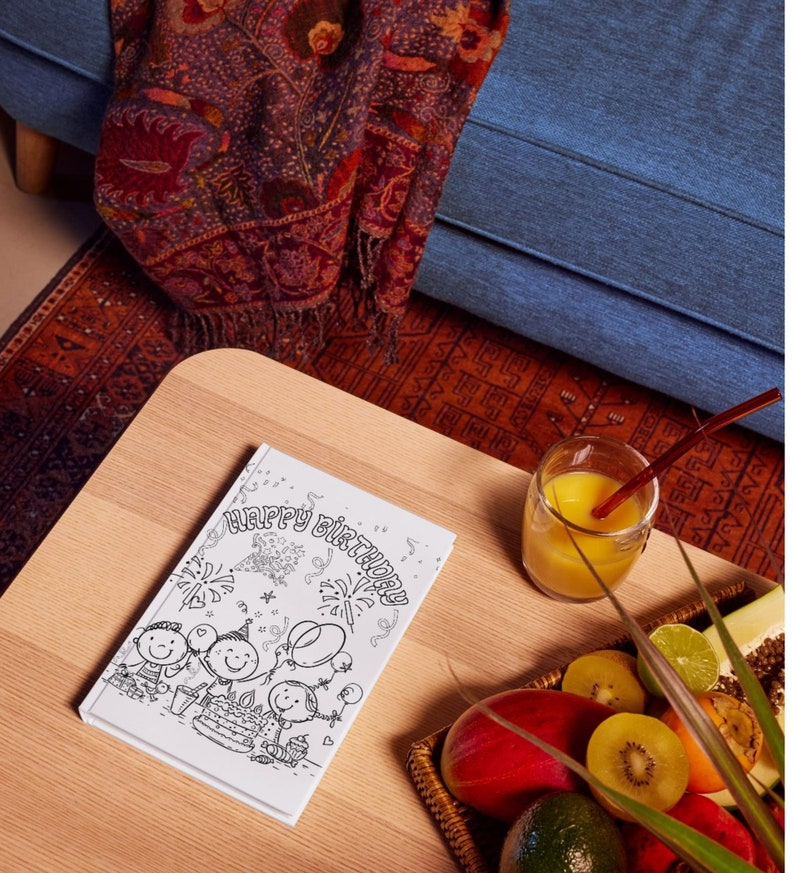 Happy Birthday Coloring Page for Kids - Printable Design With Cake ...