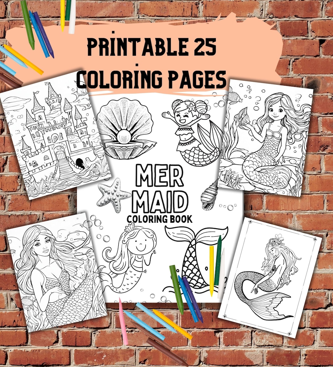 Mermaid Coloring Book Printable Pages | Underwater Coloring Designs ...