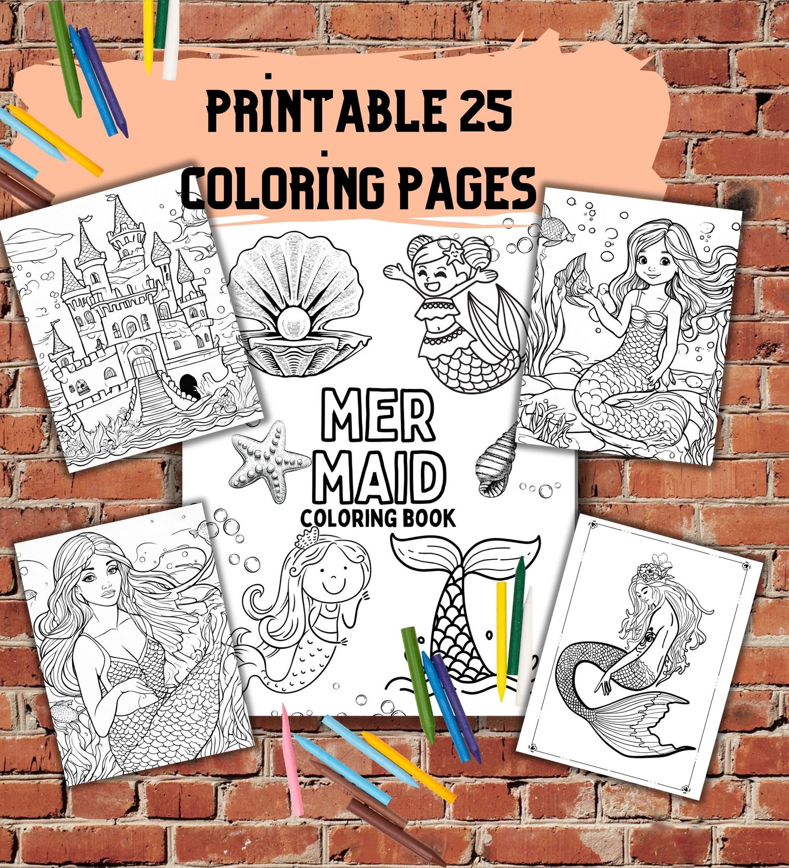 Mermaid Coloring Book Printable Pages | Underwater Coloring Designs ...
