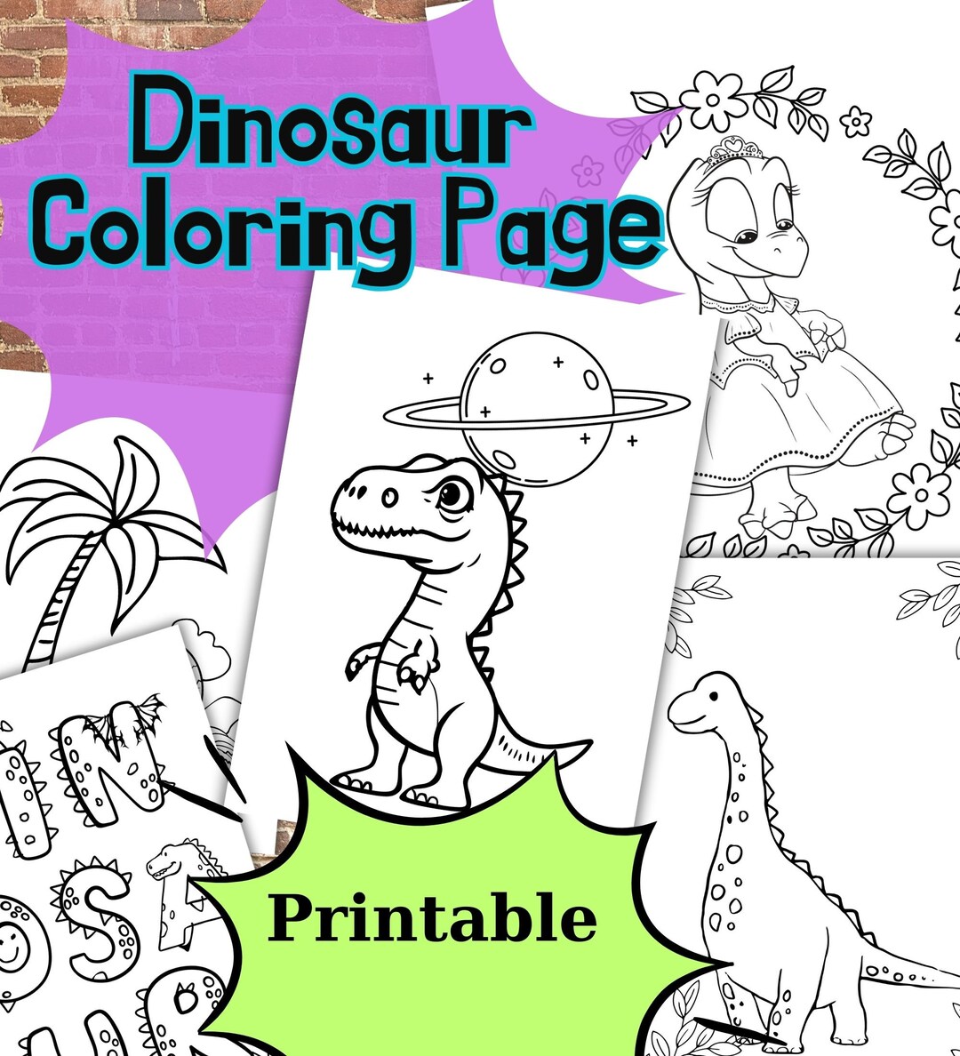 Printable Little Dinosaur Coloring Pages | DIY Kids Activity | Multiple ...