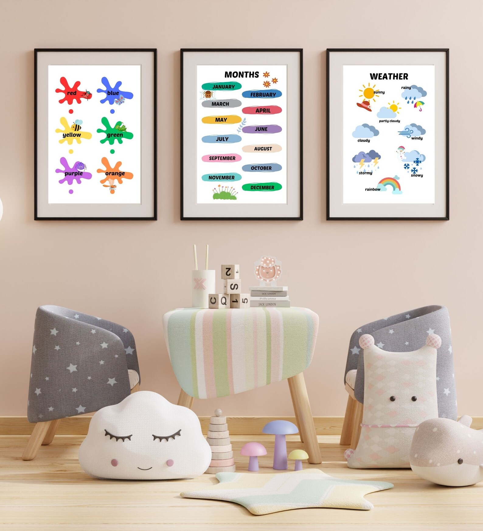 Colorful Printable Preschool Wall Art: Alphabet, Numbers, Shapes ...