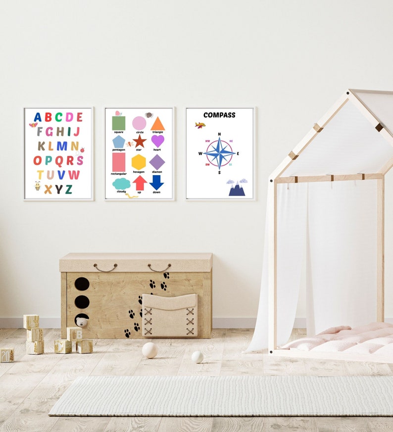 Colorful Printable Preschool Wall Art: Alphabet, Numbers, Shapes ...
