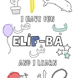 Arabic Alphabet Coloring Pages: Fun Illustrations (digital Download) - Etsy