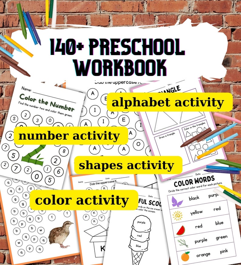 Printable Preschool Workbook 140+ Pages, Activity Worksheet, Printable ...
