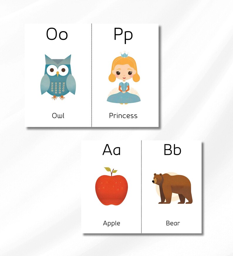 Alphabet Flash Cards: Montessori First Words, Modern Picture (digital ...