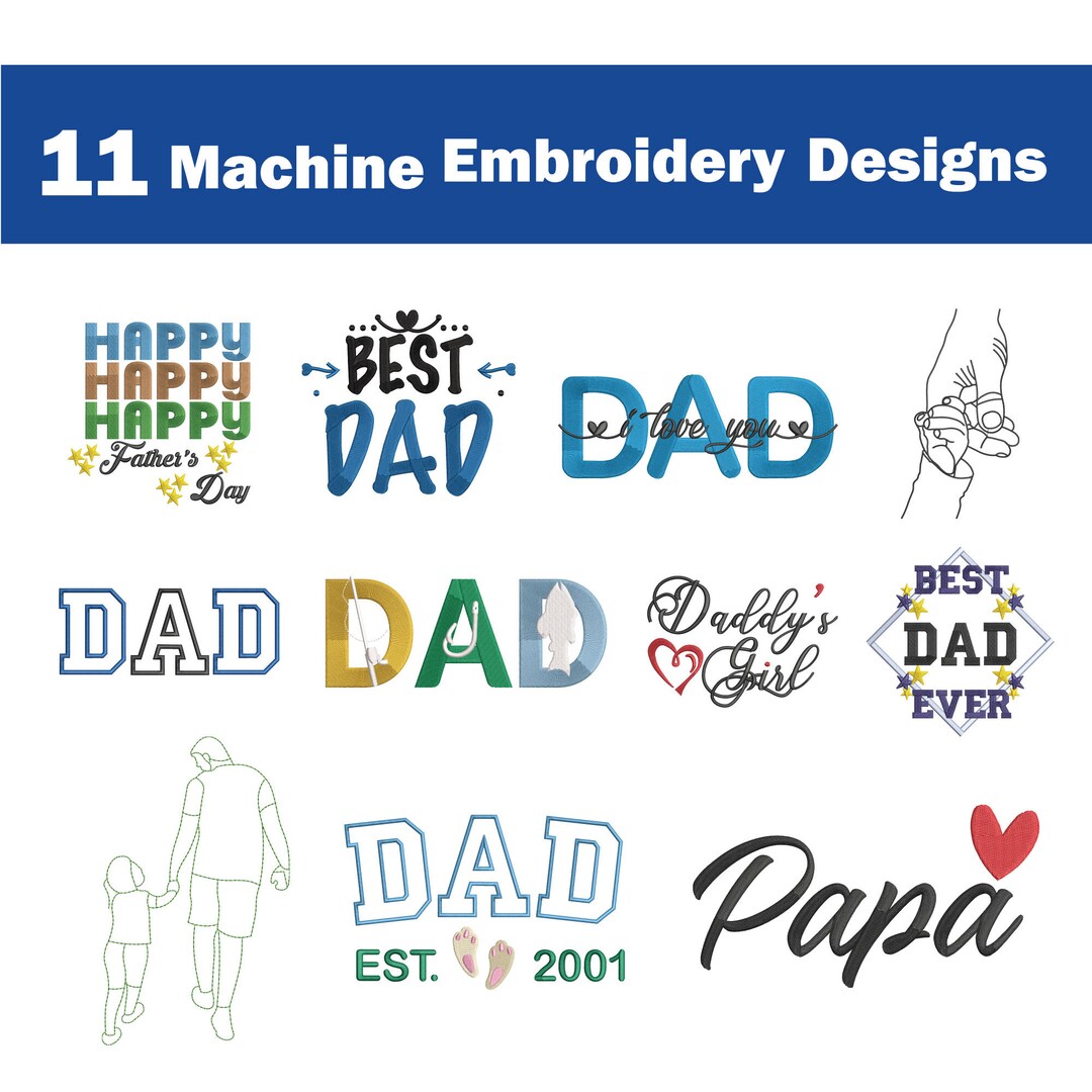 Dad Machine Embroidery Bundle, Fathers Day Embroidery Designs, 5 ...