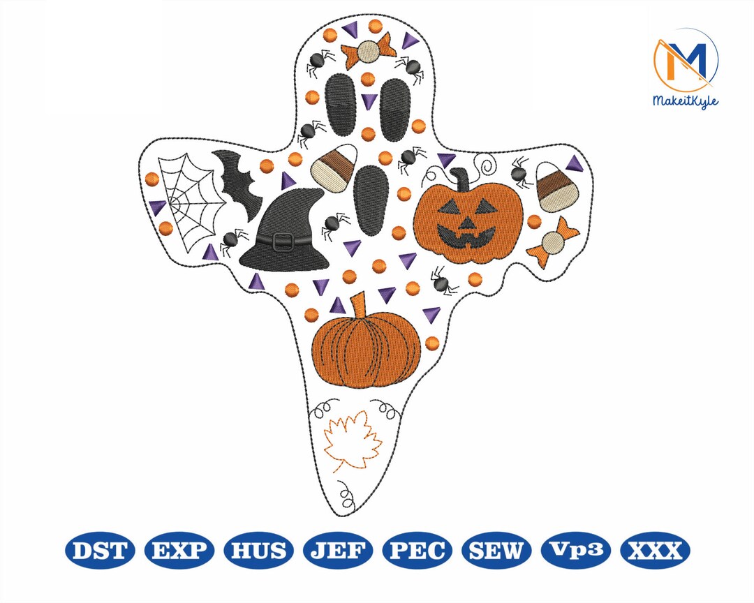 Halloween Ghost Embroidery Design, Halloween Boo Ghost Machine ...