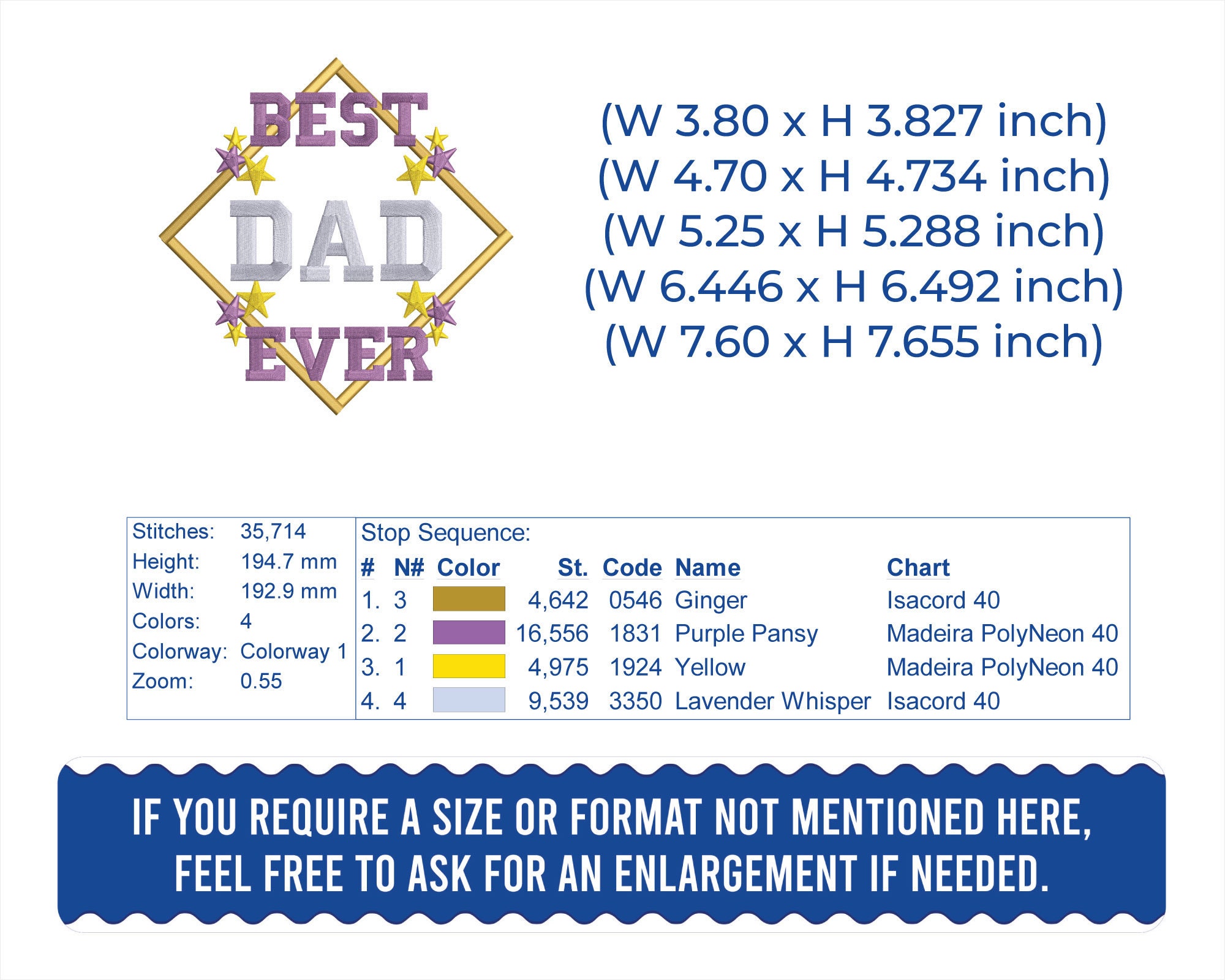 Fathers Day Digital Embroidery Designs, Best Dad Ever Machine ...