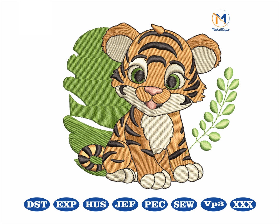 Cute Tiger Embroidery Design, Baby Tiger Digital Embroidery Files ...