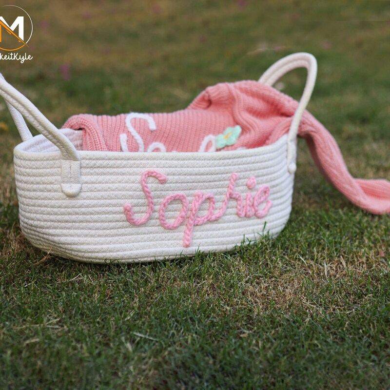 Embroidered Rope Baskets - Etsy