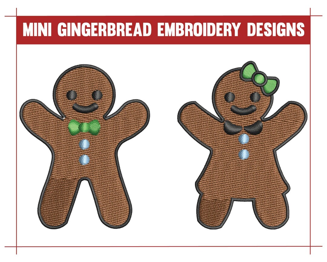 Mini Gingerbread Machine Embroidery, Mini Boy & Girl Ginger Design ...