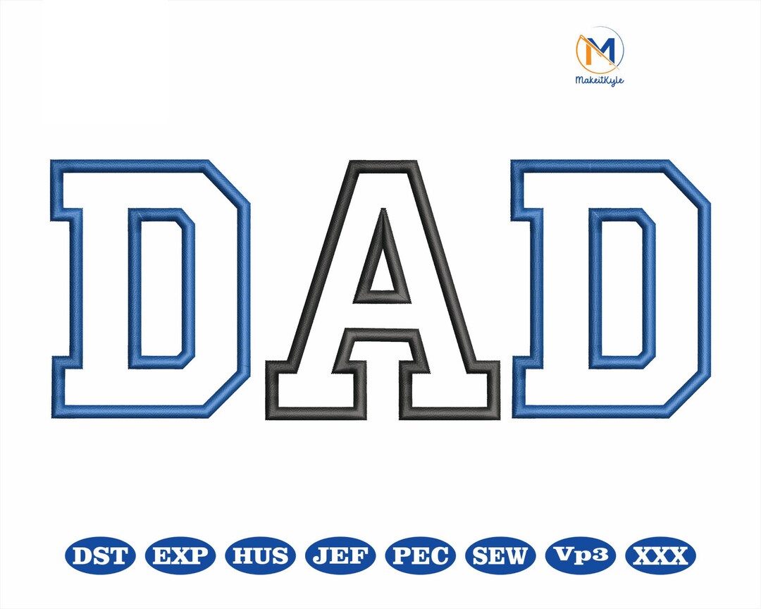Dad Text Machine Embroidery, Fathers Day Embroidery Designs, Cool Dad ...