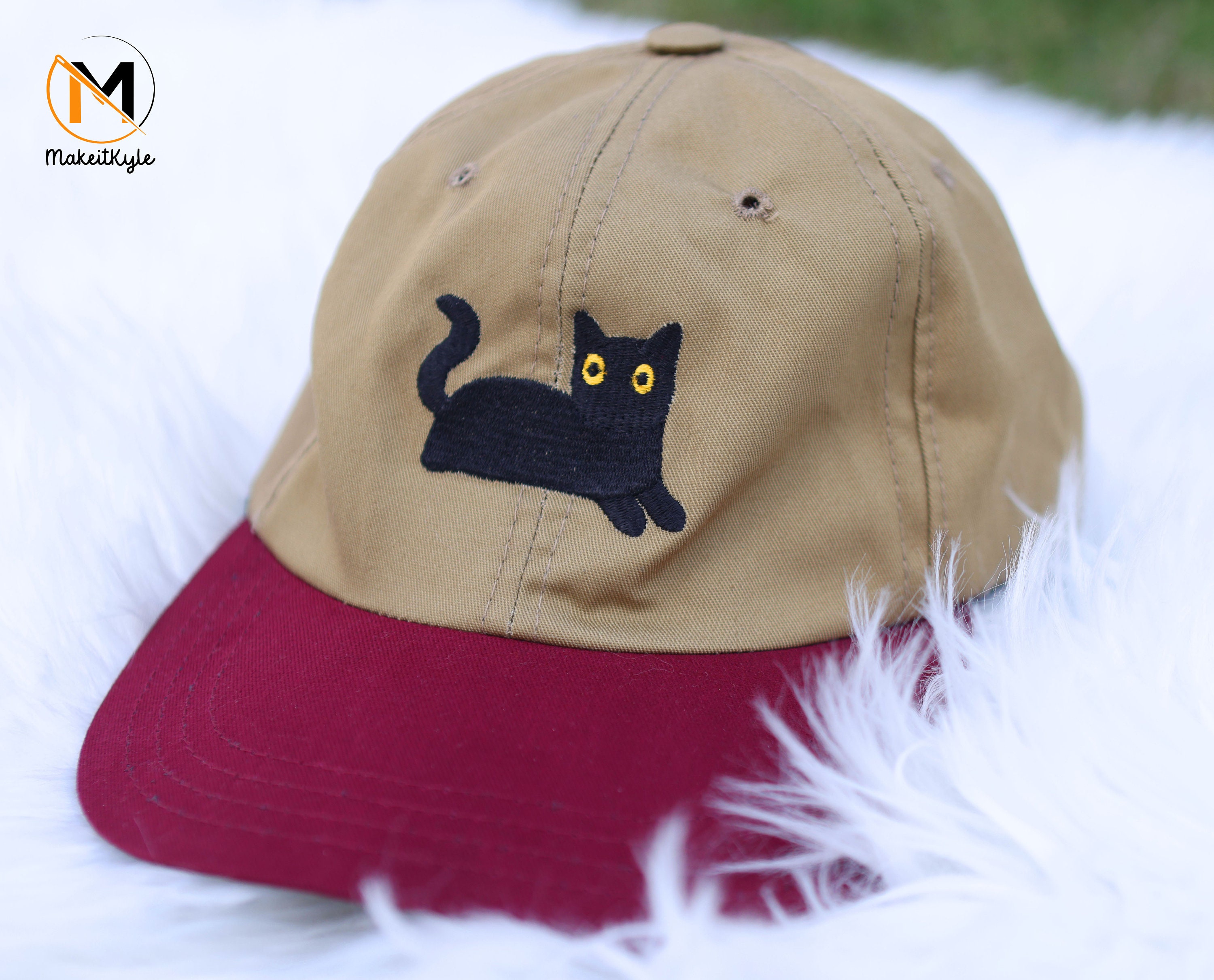 Embroidered Black Cat Cap, Couple Matching Cute Cat Summer Hats, Low ...