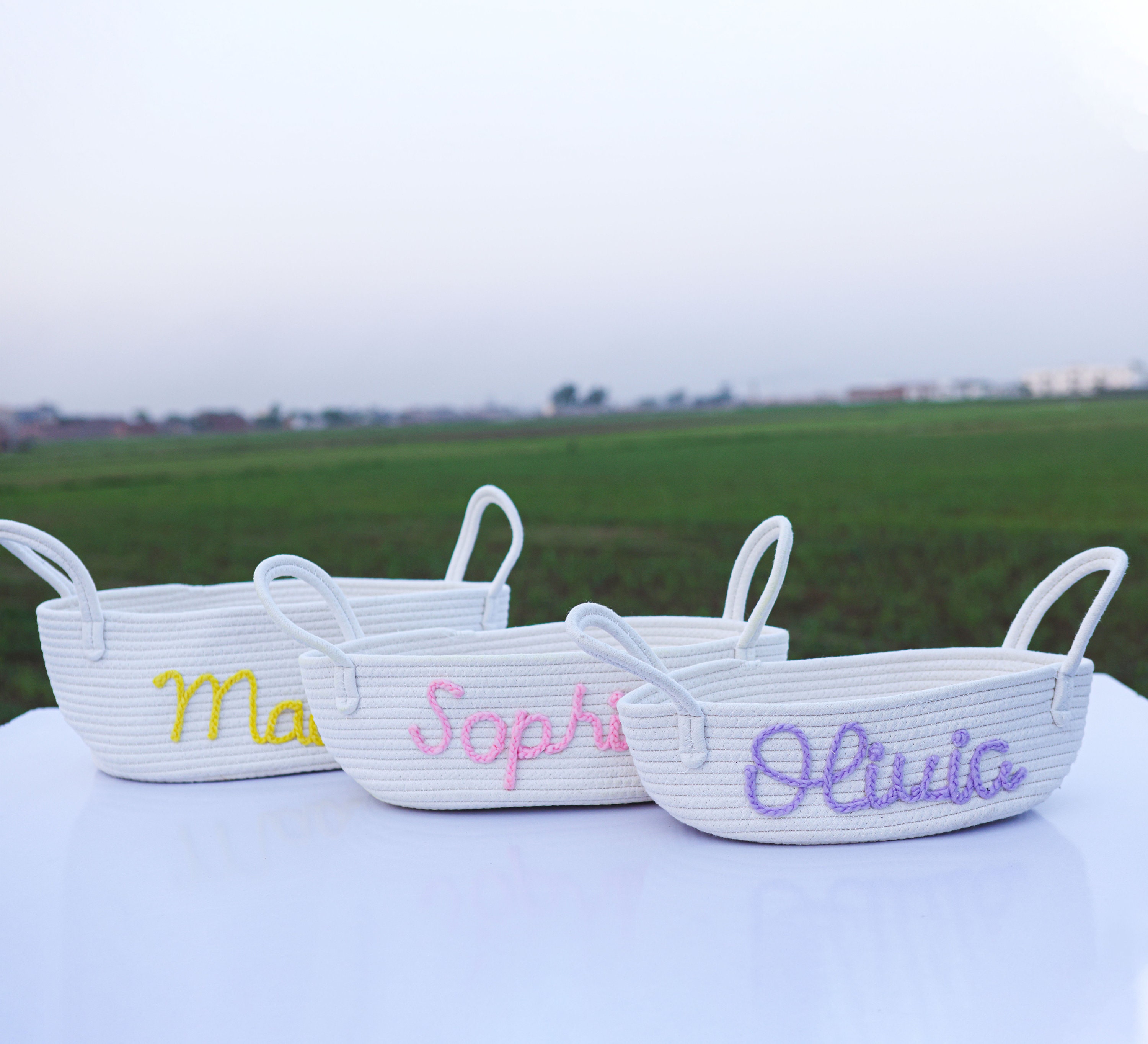Custom Baby Basket With Name, Personalized Monogram Unique Nursery ...