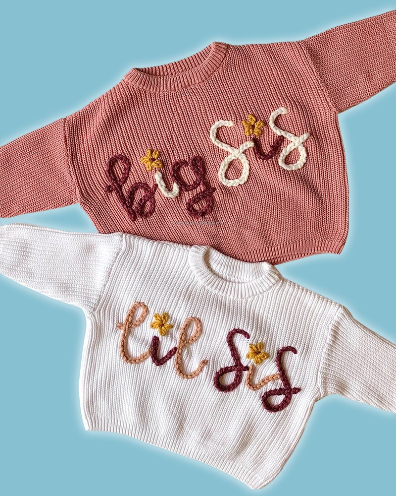 Custom Hand Embroidered Baby Name Sweater, Personalized New Baby ...