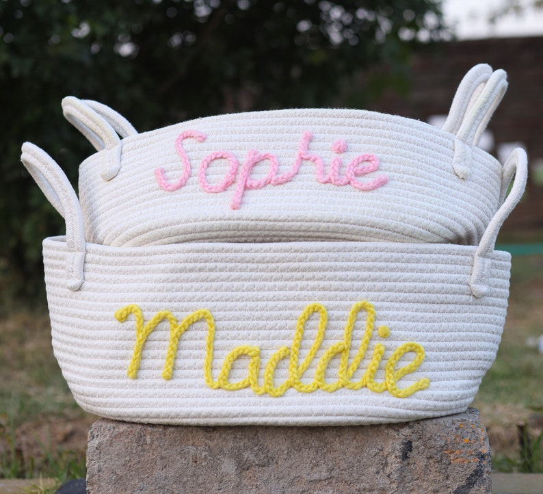 Custom Baby Basket With Name, Personalized Monogram Unique Nursery ...