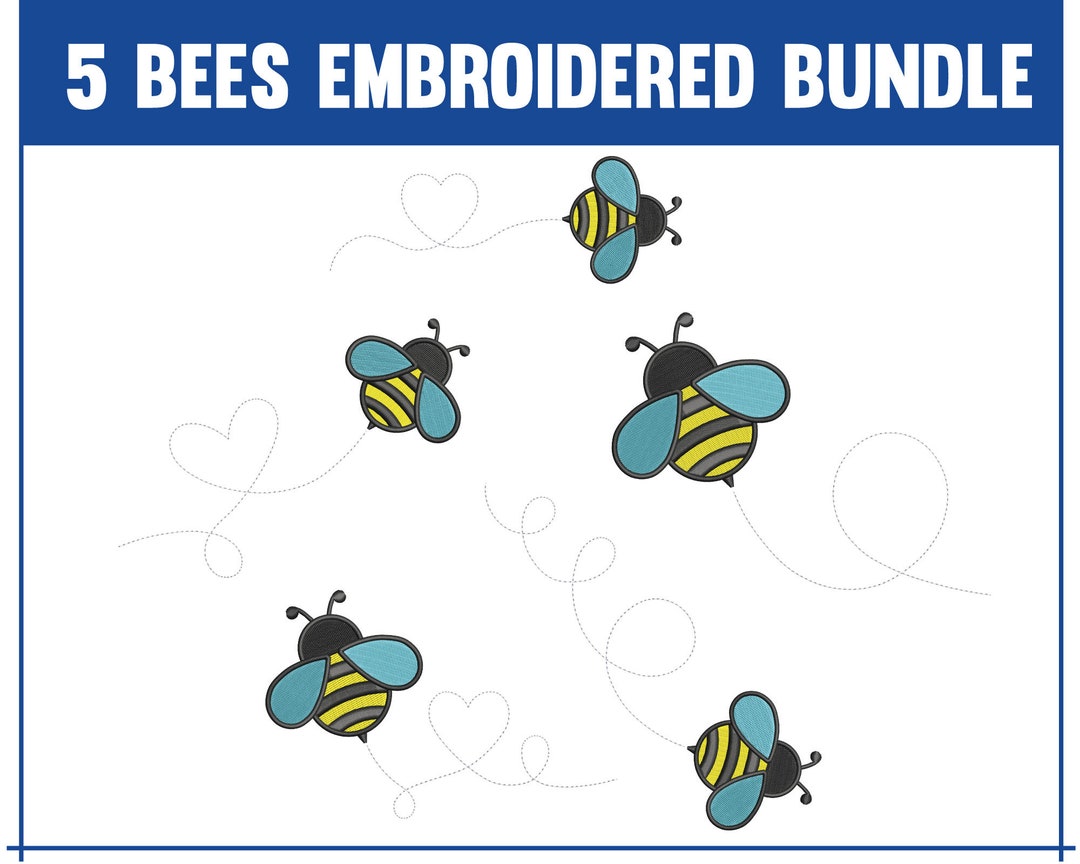Mini Bumble Bees Embroidery Design, Cute Bees Bundle Embroidery Files ...